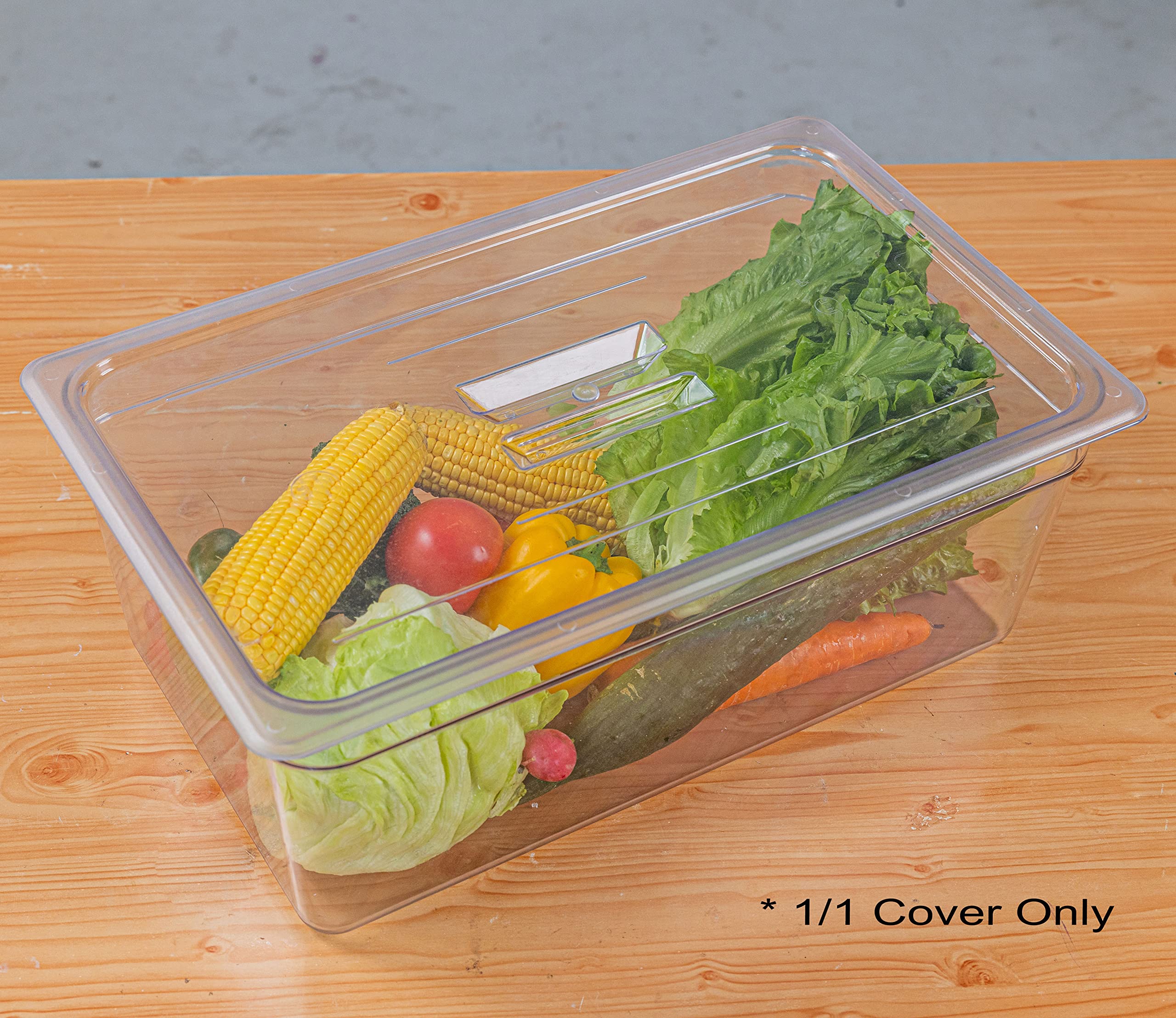 Luston 6-Pack Food Pan Solid Cover with handle,Full Size,clear,NSF