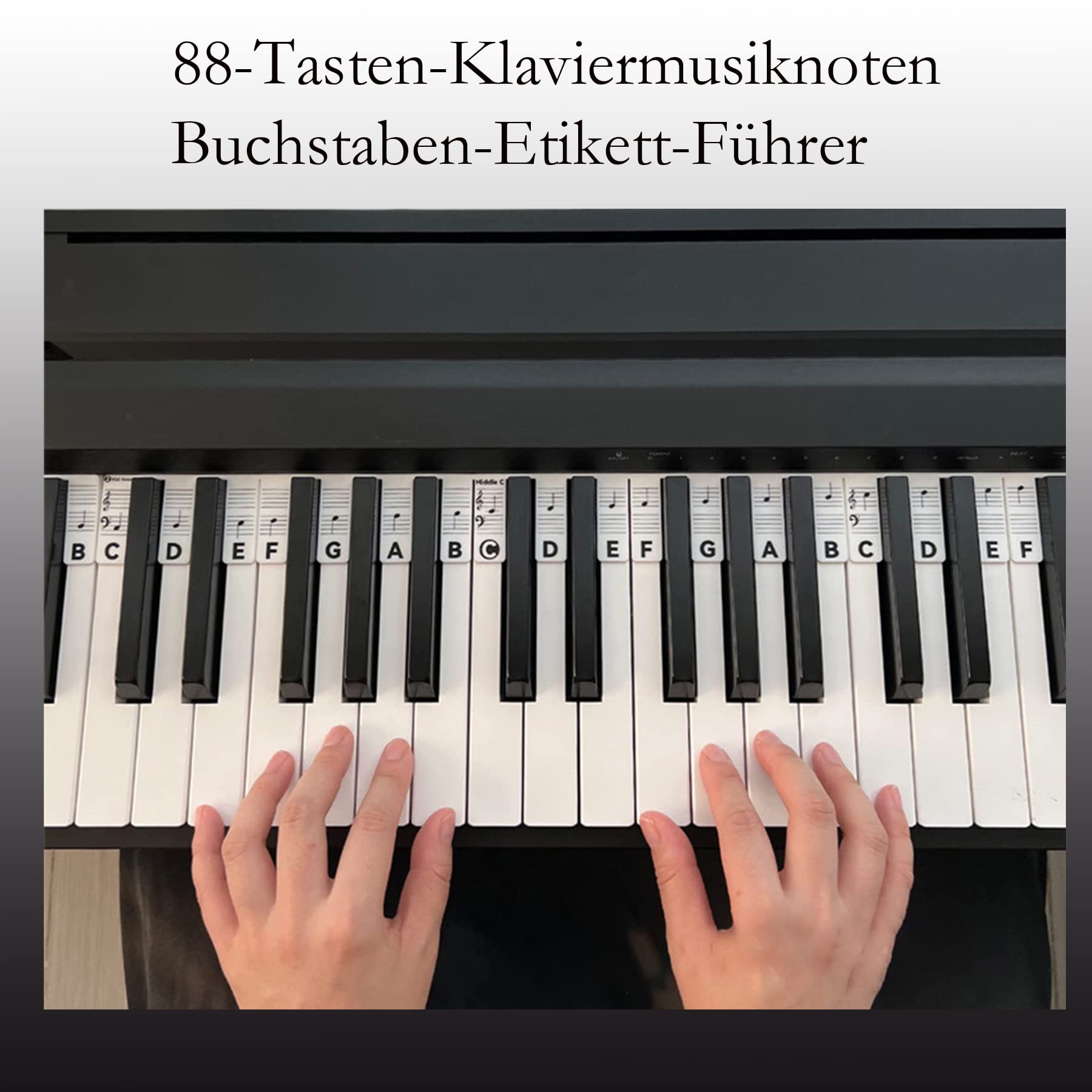 KYHSOM Piano Notes Guide for Beginner | Removable Piano Keyboard Note Labels for Standard Size 61/88 Key Pianos | Silicone Material | Say Goodbye to Traditional Piano Stickers (Black white)