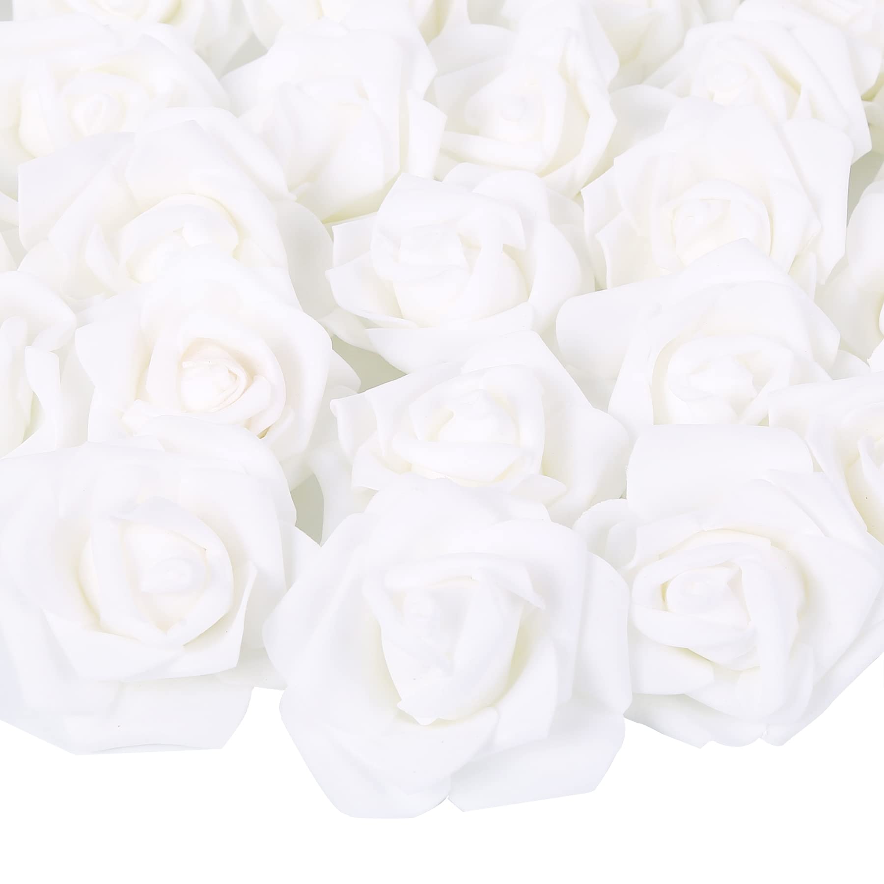 INSUNSIX Artificial Rose Flowers,100pcs Foam Rose Bulk White Fake Flower Heads for DIY Wedding Bouquets Rose Wall Kissing Balls Bridal Shower Centerpieces Arrangements Party Tables Decorations(White)