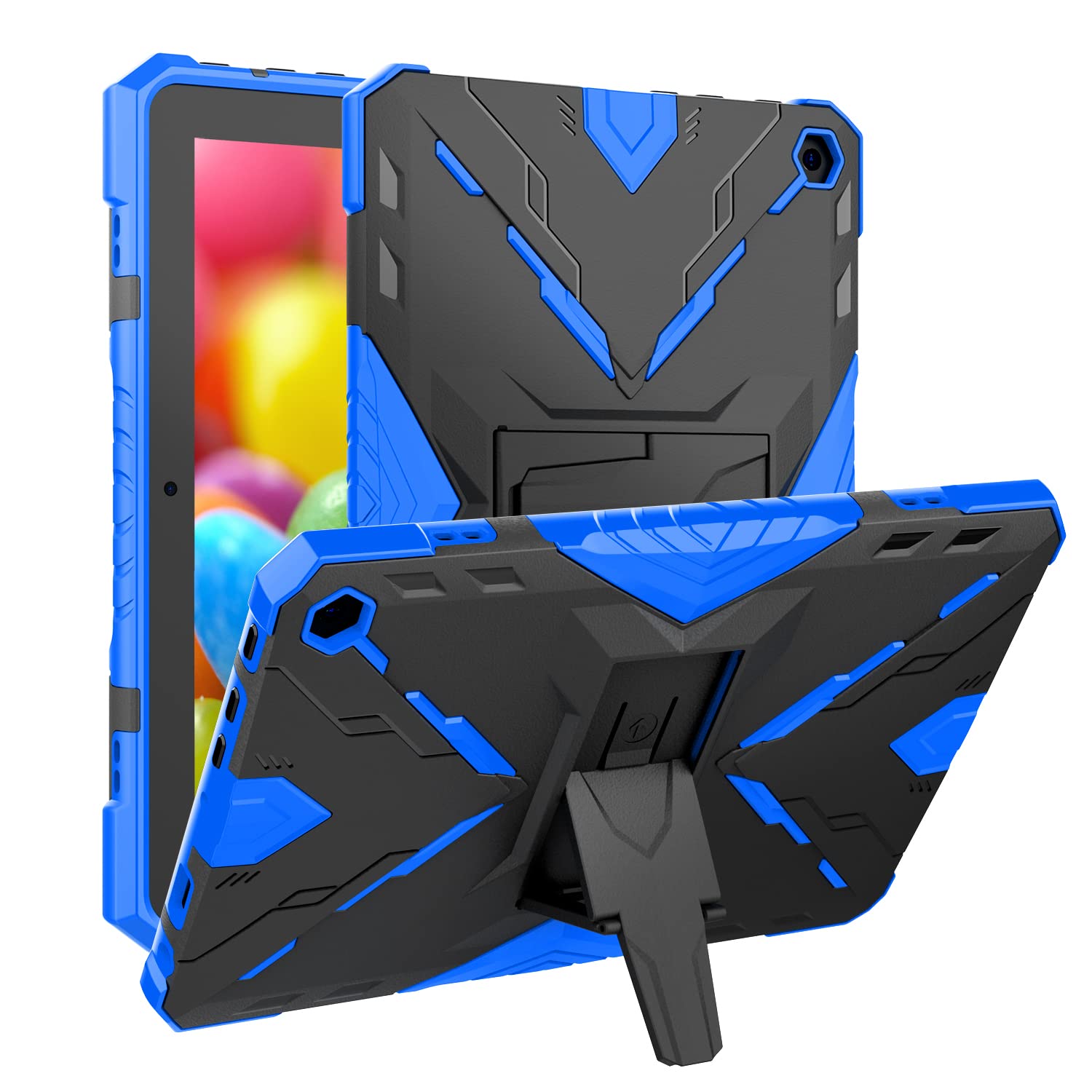 Maomini for New Kindle Fire HD 8 / HD 8 Plus Case 2022 Release 12th Generation,Kickstand Heavy Duty Armor Defender Cover.(NOT fit HD 8 Tab 10th/8th/7th Gen 2020/2018/2017) (Blue)