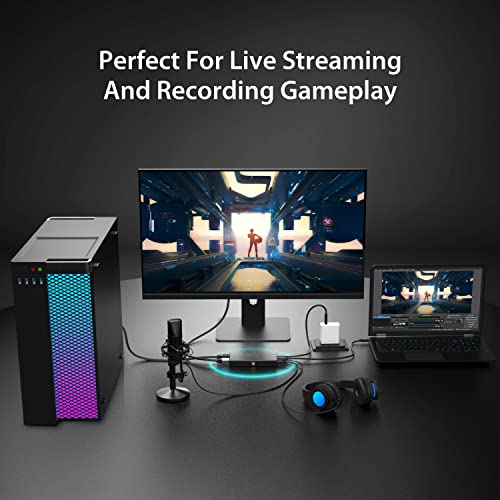 j5create 4K Game Video Capture Card with PD 60W Pass-Through Charging, Stream and Record 4K Video on PS5, PS4, Xbox, Switch, Work with OBS, Twitch, YouTube (JVA14)