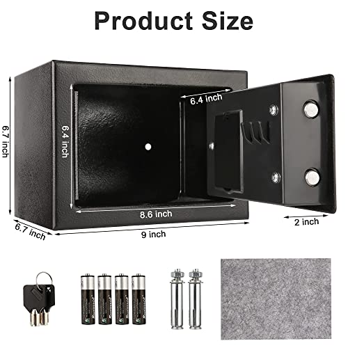 Homdox Fireproof Home Digital Security Safe Box Wall with Lock for Jewellery Money Valuables (Black)