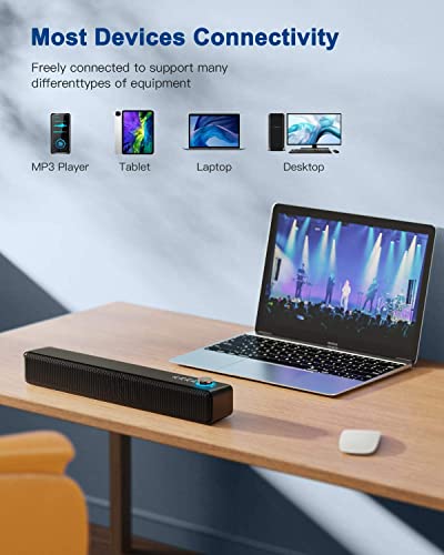 LENRUE Computer Speakers, Bluetooth 5.0 PC Speakers with MIC, Bass, Wired/Wireless Speaker for Desktop Computer, PC, Laptop, Tablet, Phone and More
