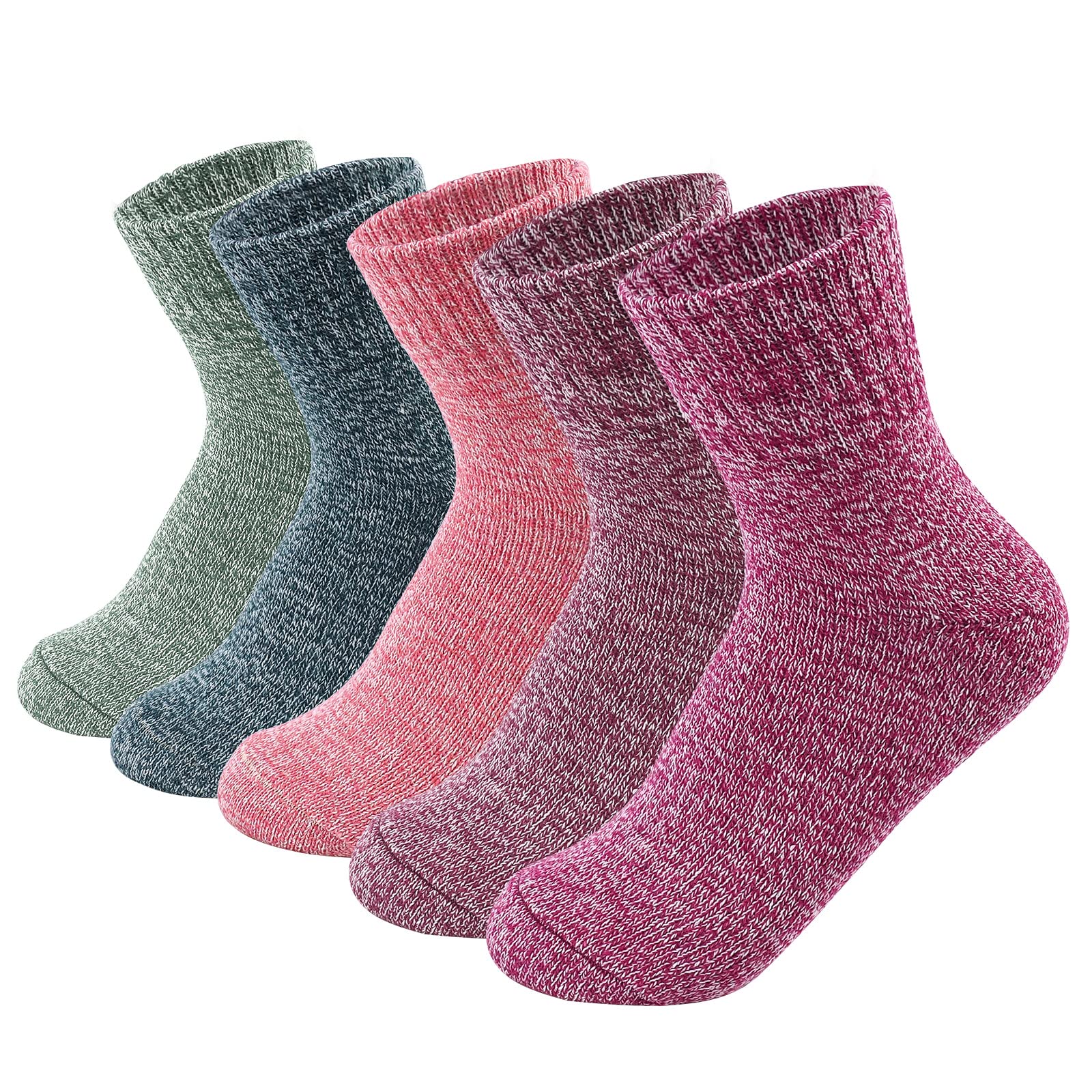 IFEND Warm Socks, 5 Pairs Women Wool Socks for Winter Soft and Thick Knit Cozy Crew Socks Christmas Gift Socks (Multicolor-05)