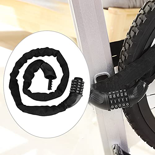 Hosi Bike Security Lock, Resettable Impact Resistant PE Shell Black Steel Chain Bicycle Coded Lock for School
