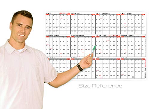 JJH Planners - Laminated - 24" x 36" Large Academic 2023-2024 Wall Calendar - Horizontal 12 Month Yearly Annual Planner (23-24h-24x36)