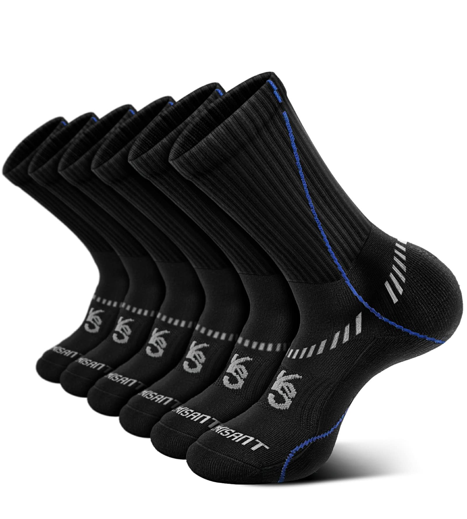 KEMISANT Men Compression Socks 3/6 Pairs, Athletic Socks Cushioned Sole for Men Running Walking,Arch Support