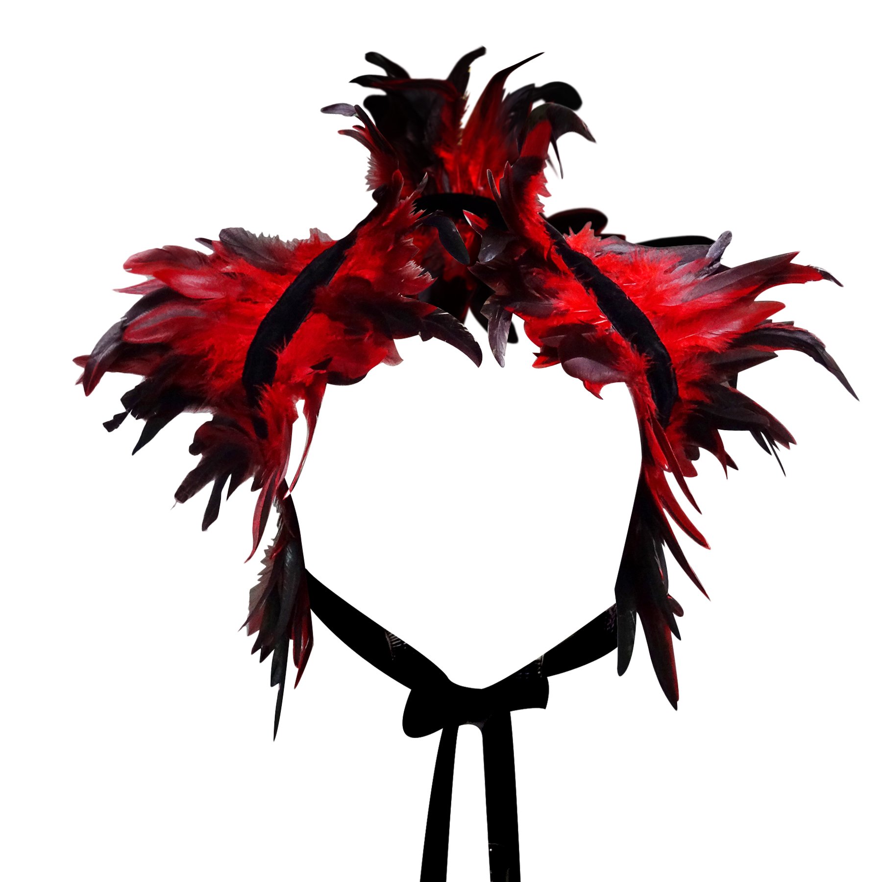 L'VOW Victorian Real Natural Feather Shrug Shawl Shoulder Wrap Cape Gothic Collar (Red)