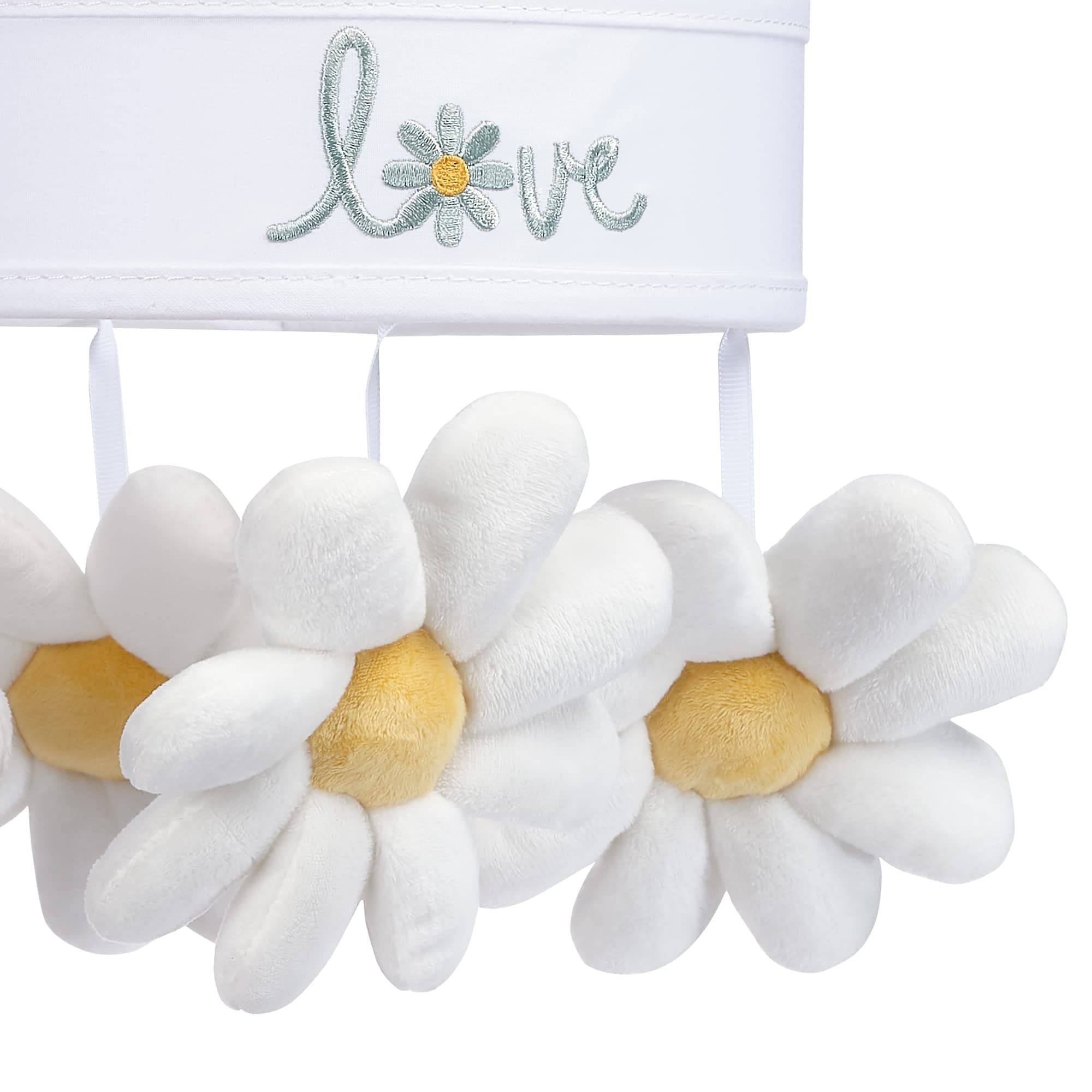 Lambs & Ivy Sweet Daisy White Floral Musical Baby Crib Mobile Soother Toy