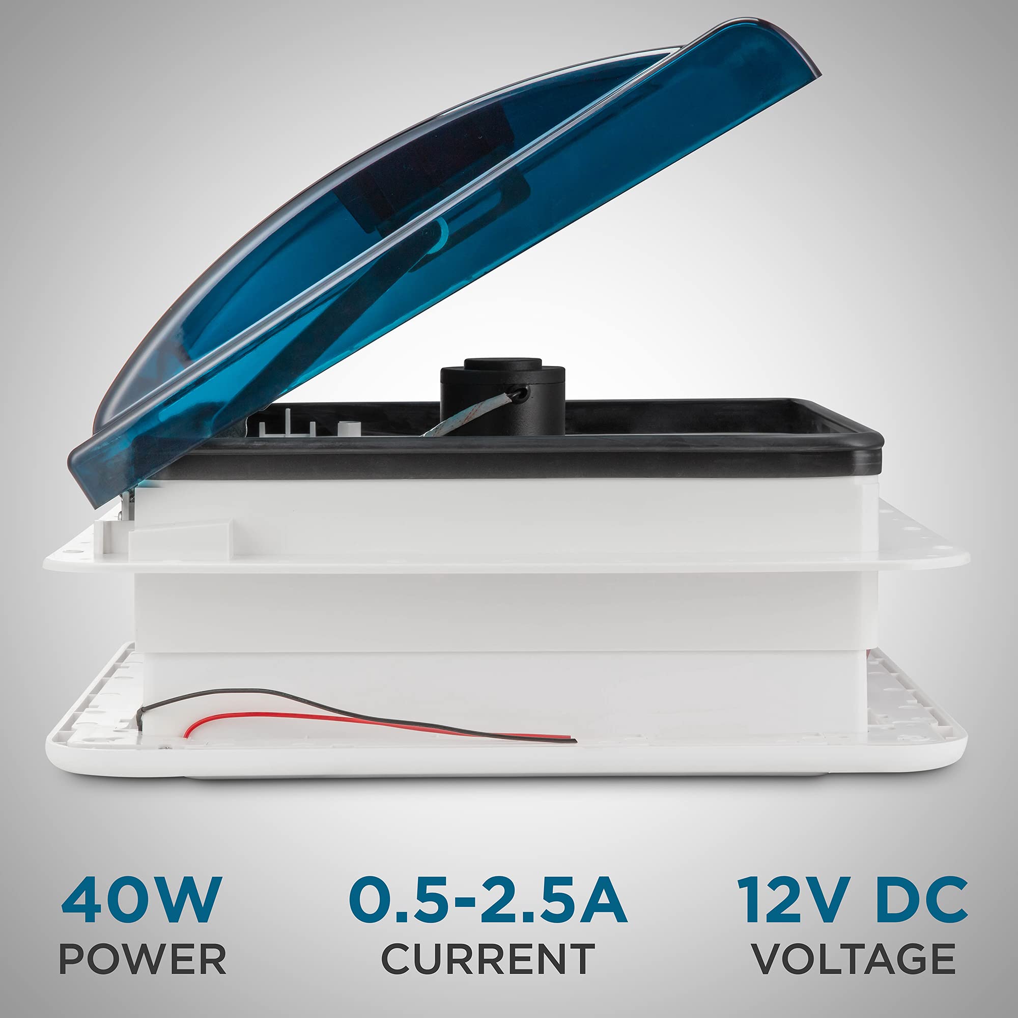Hike Crew 14β RV Roof Vent Fan | 12V 3-Speed Intake & Exhaust 12V Camper Fan | Manual Open/Close | Includes Screws & Garnish | Smoked Lid