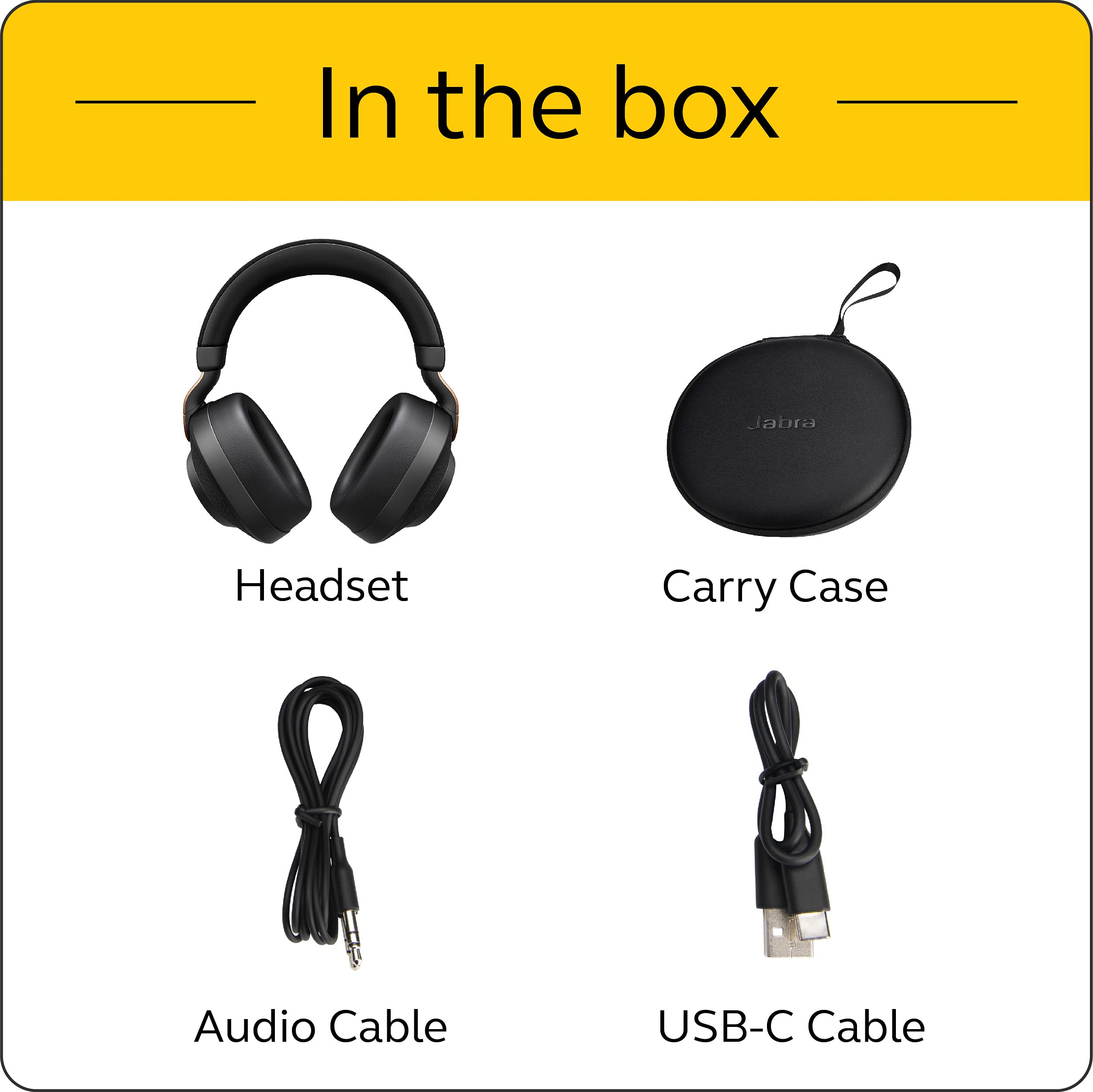 Jabra Elite 85h Wireless Noise-Canceling, Copper Black โ Over Ear Bluetooth Headphones Compatible with iPhone & Android - Built-in Microphone, Long Battery Life - Rain & Water Resistant