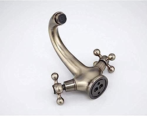 ItoNc Kitchen Taps Kitchen Tap Kitchen Tap Retro Style Antique Bathroom Faucet Bronze Brushed Sink Hot and Cold Water Tap Bath Basin Sink Mixer Double Handle,Kitchen faucets
