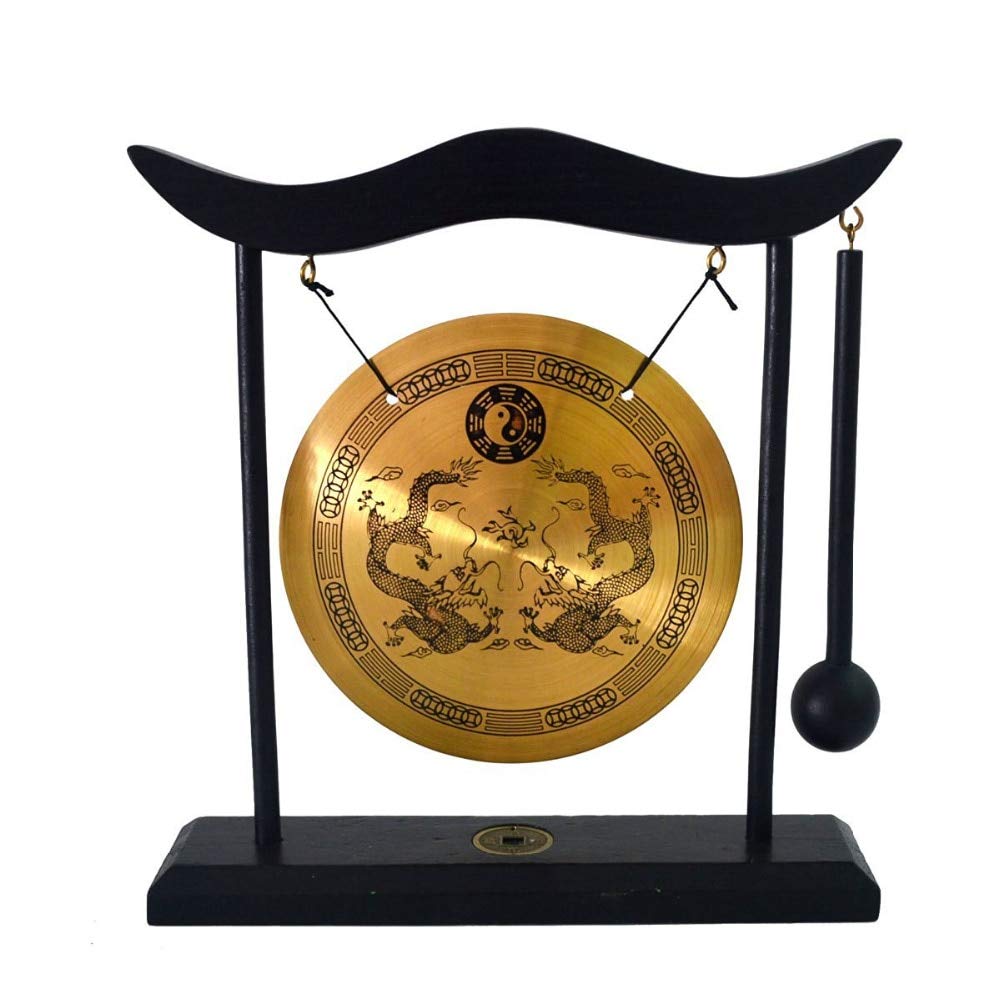 Home Decor Ornament Figurine Zen Art Brass Feng Shui Desktop Gong Dragon Gong