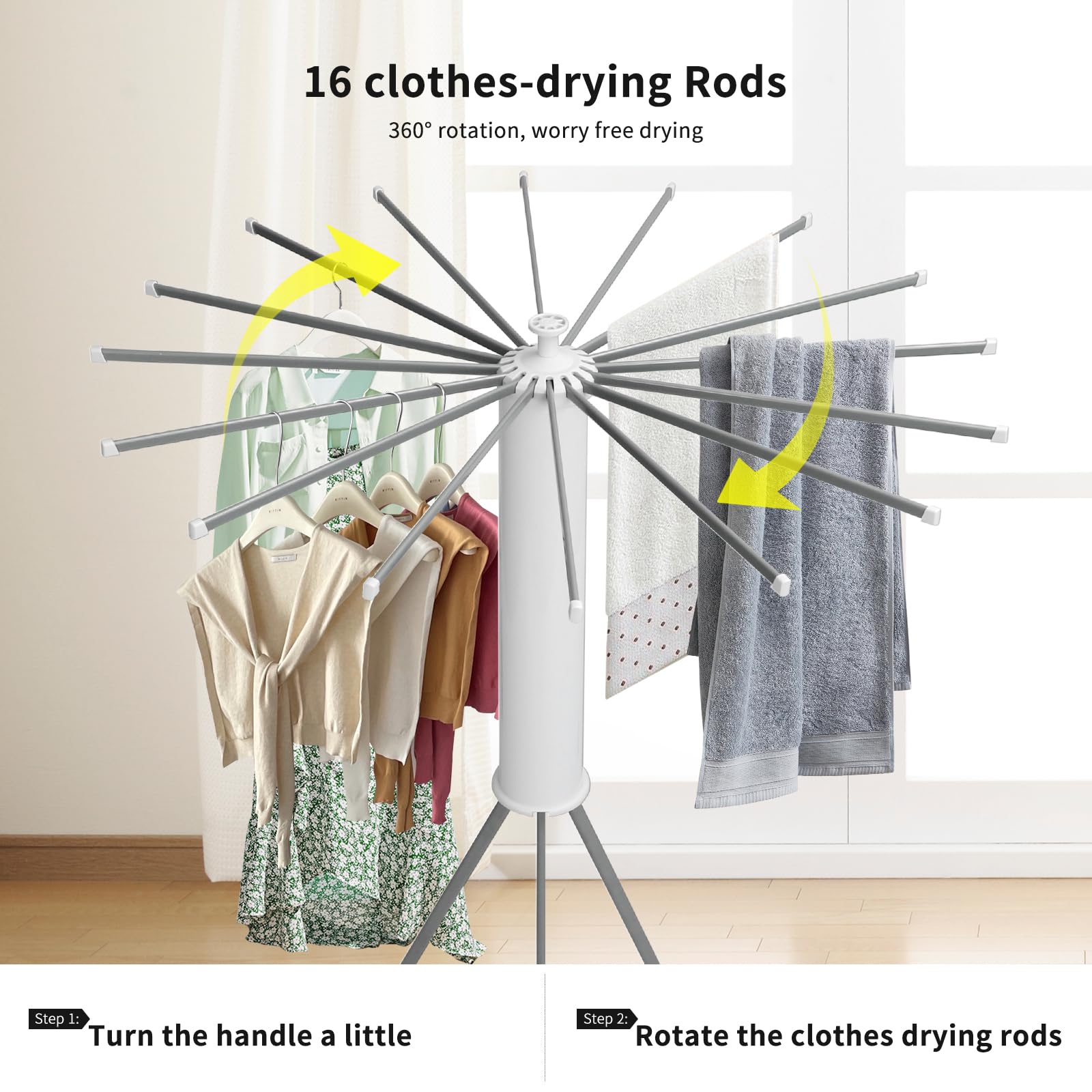 plzzree Tripod Clothes Drying Rack: Portable and Foldable Space Saving Compact Laundry Drying Rack - Drying Rack Clothing for Indoor & Outdoor