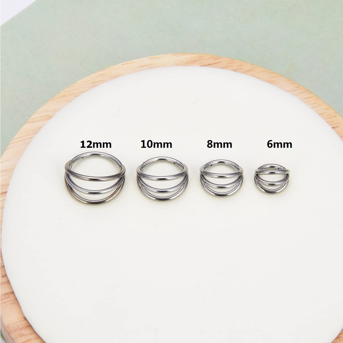 JUSTJANDM G23 Titanium Septum Clicker Nose Ring, 16G Triple Double Open Stack Cubic Zirconia Nose Ring Hoop, Daith Helix Rook Conch Tragus Cartilage Piercing Jewelry for Women (10mm, Triple)