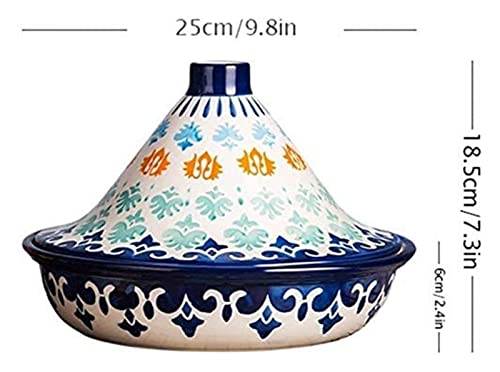 Hand Painted Tajine Cooking Pot With Lid Ceramic Tagine Pot Cooking Pot For Cooking And Stew Casserole Slow Cooker 22.5.30