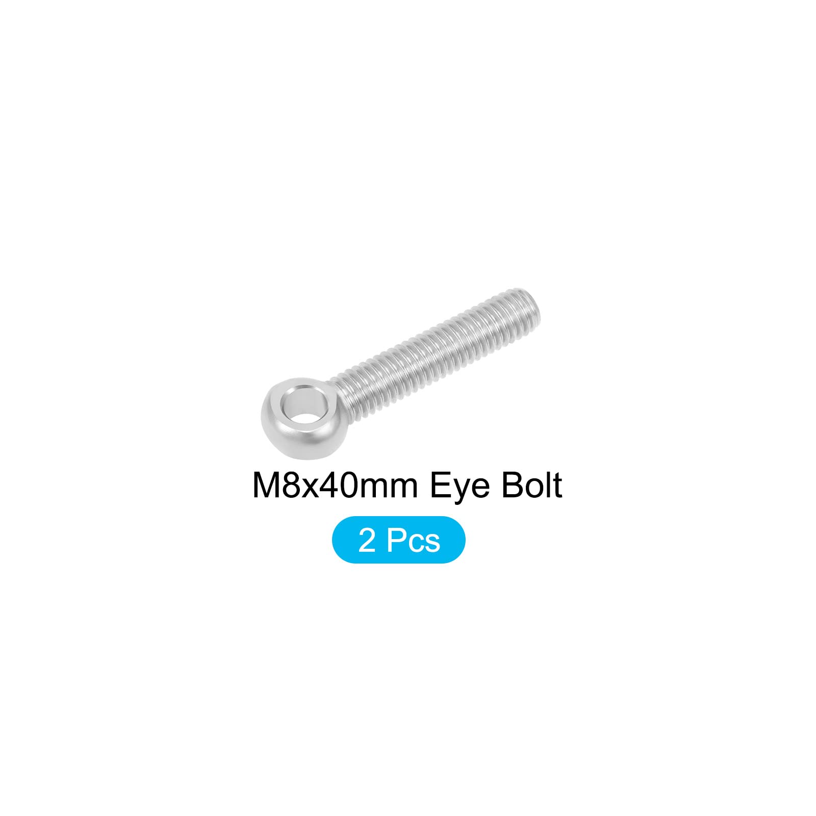 METALLIXITY Shoulder Swing Lifting Bolt (M8x40mm) 2Pcs, 304 Stainless Steel Eye Bolts - for Home Renovation, Pipeline Gate Valves Fasteners, Silver