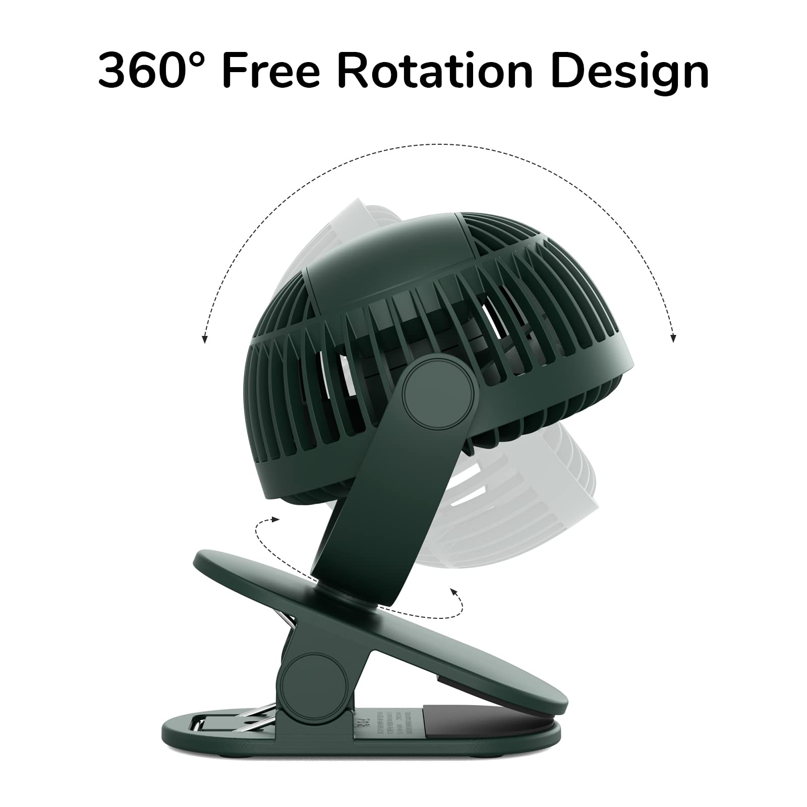 JISULIFE Clip on Desk Fan, Small USB Plug in Fan, 4 Speed Modes, Personal Cooling Table Fan with Strong Wind, Ultra Quiet, Sturdy Clamp Mini Fan for Office Home Dorm Bedroom- Green