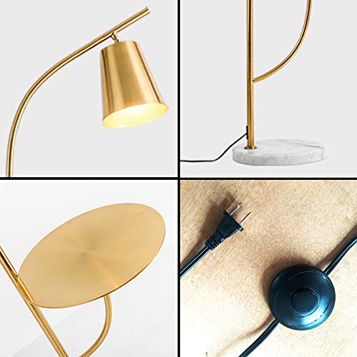 Hsyile Lighting KU300214 Creative Bedroom & Living Room Floor Lamp with a Table,Office and Reading Light - E26 Bulb - Brushed Antique Brass Finish