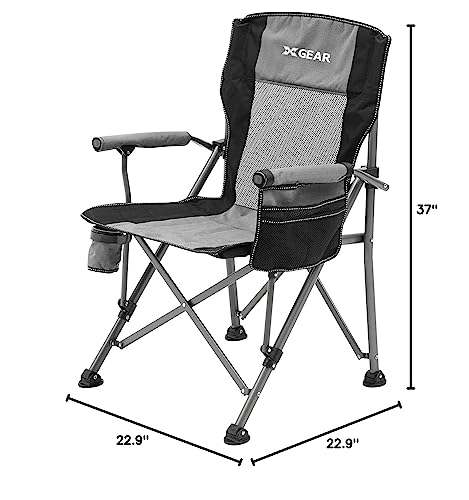 Hard Arm Folding Camping Chair Beach Chair Lawn Chair for Adults with Breathable Back for Summer (Cool Grey)