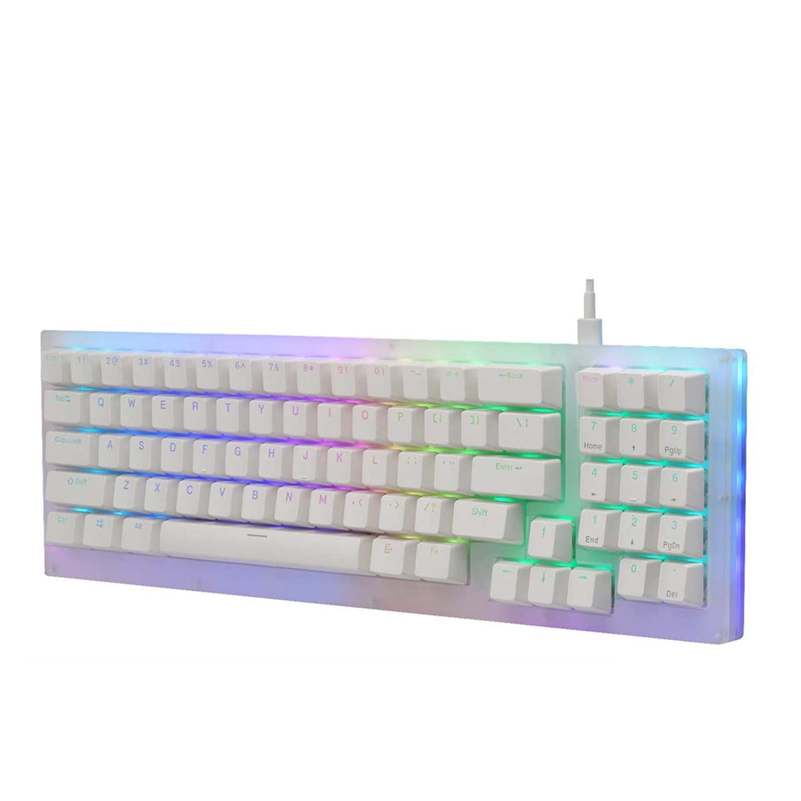MARVOI Mechanical Keyboard 77 Keys Hot Swappable Mechanical Gaming Keyboard RGB Tyce-C Wired Gateron Switch NKRO Translucent Glass Base (Size : Brown Switch)