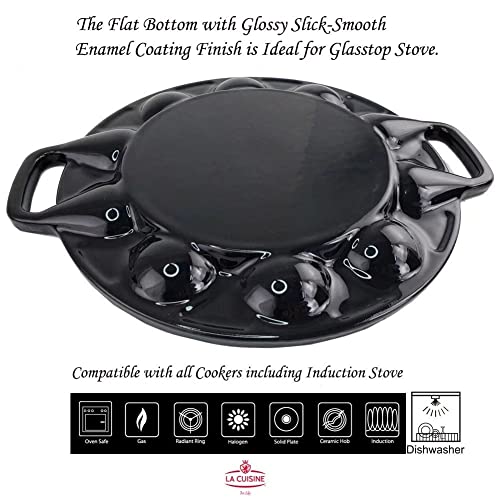 La Cuisine Pancake Pan Poffertjes Takoyaki Aebleskiver Ebelskiver Pan โ Cast Iron with Porcelain Enamel Coating. Compatible with all cook tops including Induction Stove.