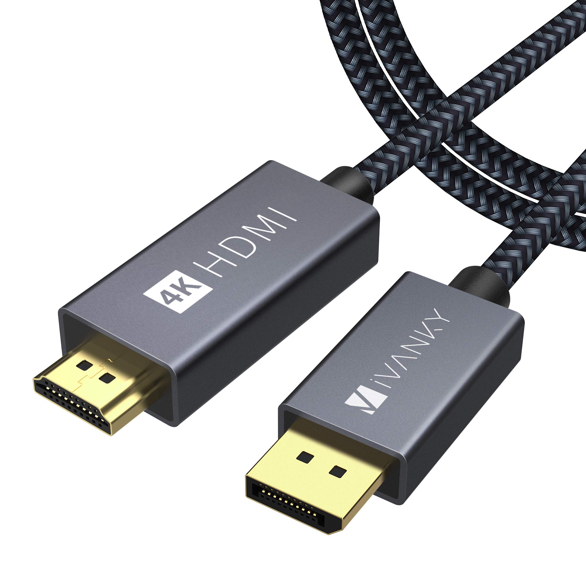 IVANKY DisplayPort to HDMI Cable, Uni-Directional 4k@30Hz DP to HDMI Cable and Uni-Directional 4k@60Hz DP to HDMI Cable