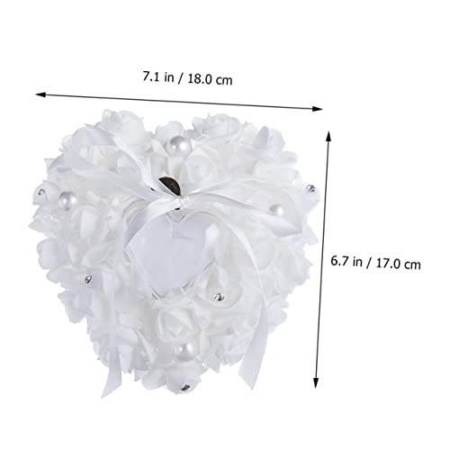 HONMEET 3 Pcs Ring Pillow Wedding Decor Heart Decor Heart Ring Wedding Gift Ring Box Rose Flower Ring Tray Heart Ring Box Bride Ring Pillow Heart Shape Ring Pillow Bride White Foam Wreath