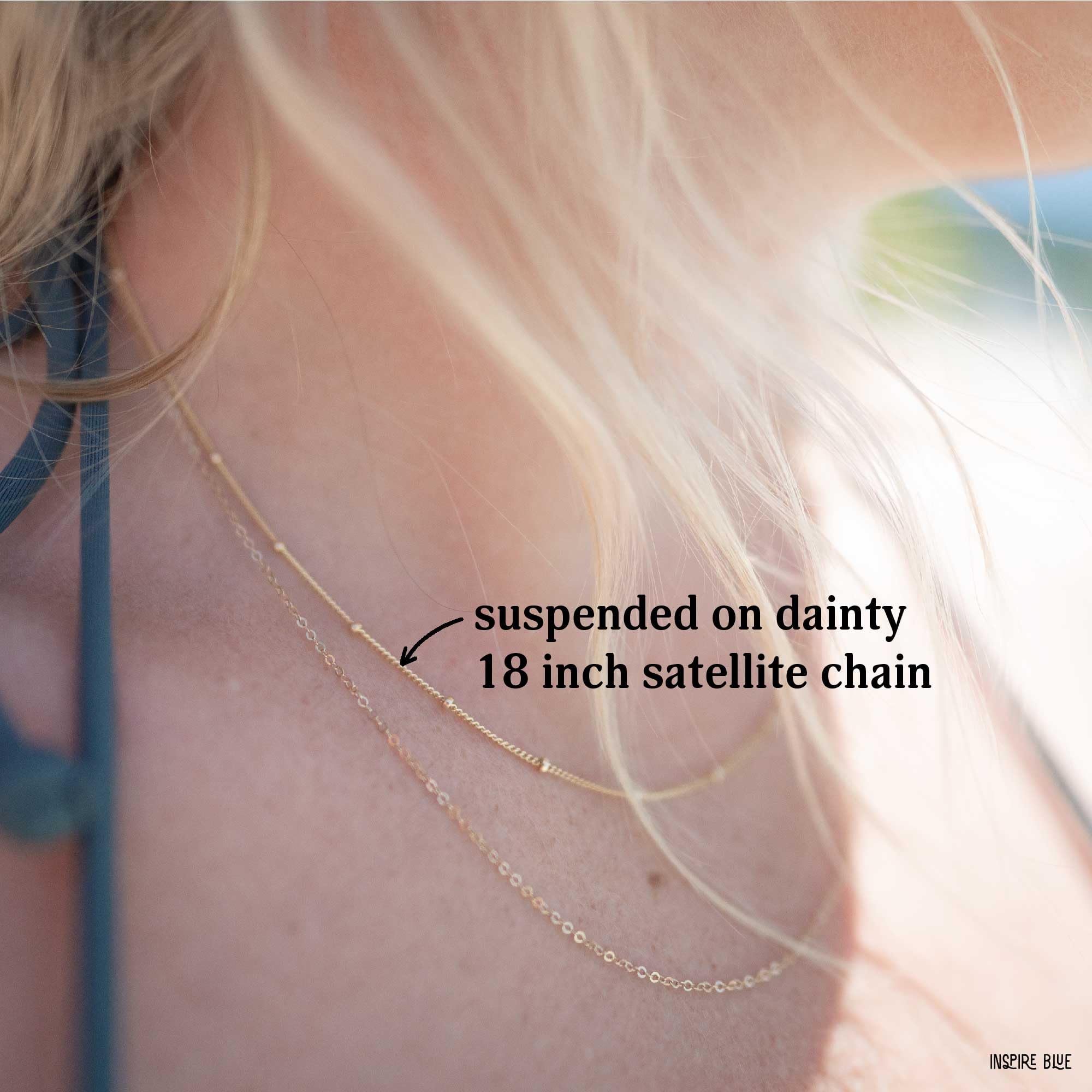 Inspire Blue Natural Aquamarine Gemstone Necklace - Suspended on a Satellite Chain