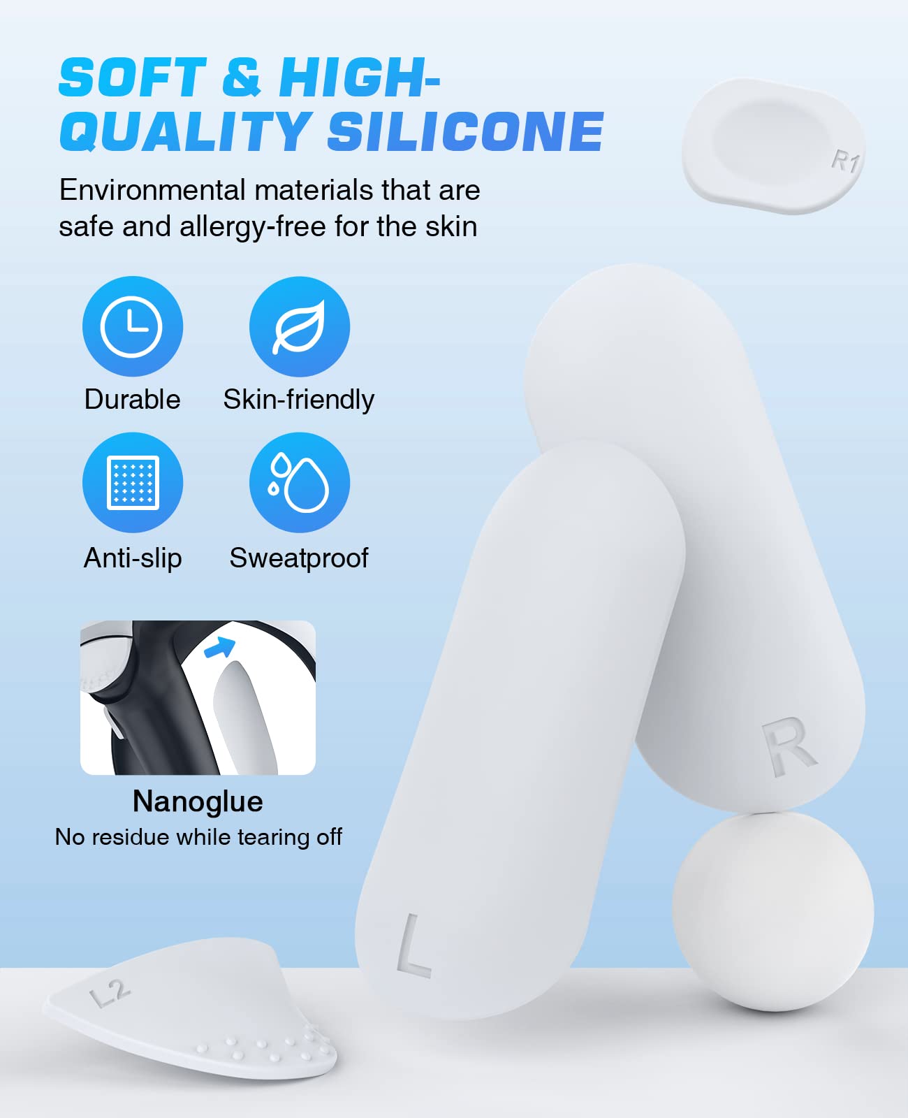MoKo PS VR2 Accessories Kit Compatible with PlayStation VR2 with 2 Silicone Pad Kit Handle Grip for VR2 Sense Controller & 1 Anti-dust Cover for PS VR2 Lens, Easy to Install, Precise Cut, Anti-Sweat