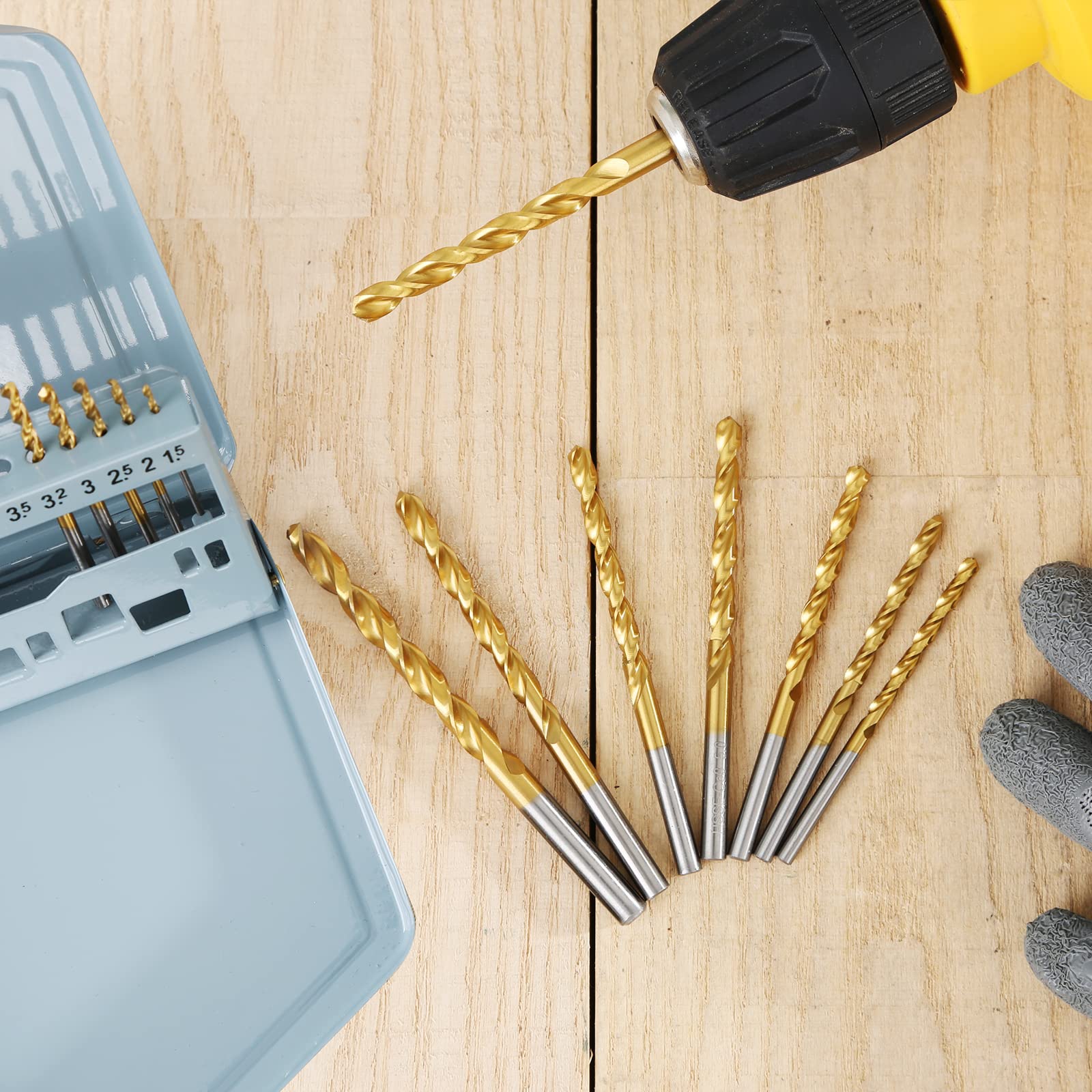 Metric Titanium Coated M42 8% Cobalt Twist Drill Bits Set for Stainless Steel and Hard Metal - Industrial Grade Titanium Coated High Cobalt Drill Bit Set…
