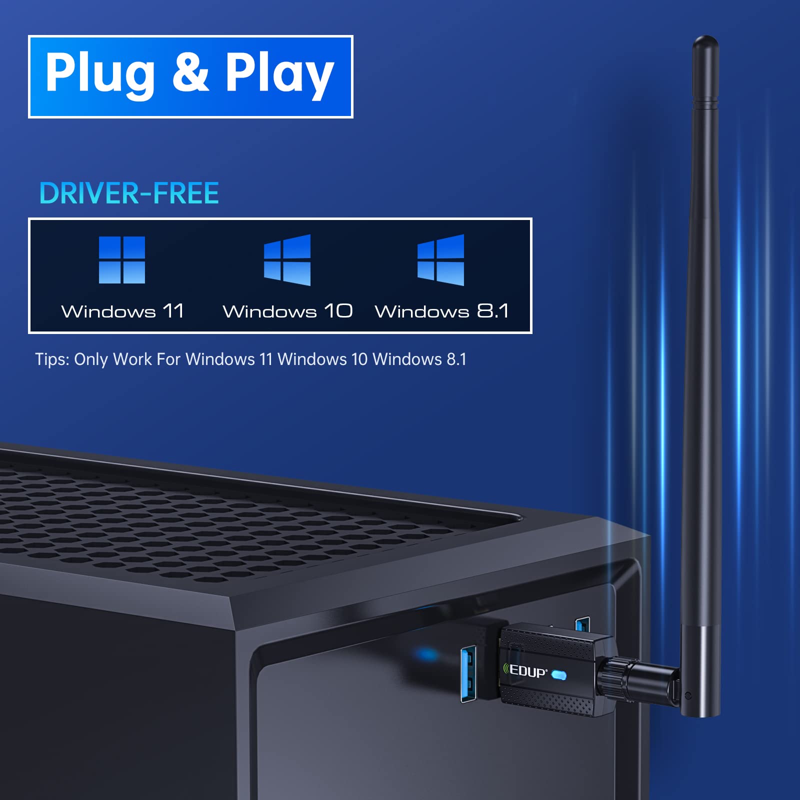Long Range Bluetooth 5.3 Adapter for PC USB High Gain 5dBi 100m/492ft Antenna for Desktop Laptop Bluetooth Dongle for Mouse, Keyboard,Speakers,Supports Windows 11/10/8.1,Plug and Play