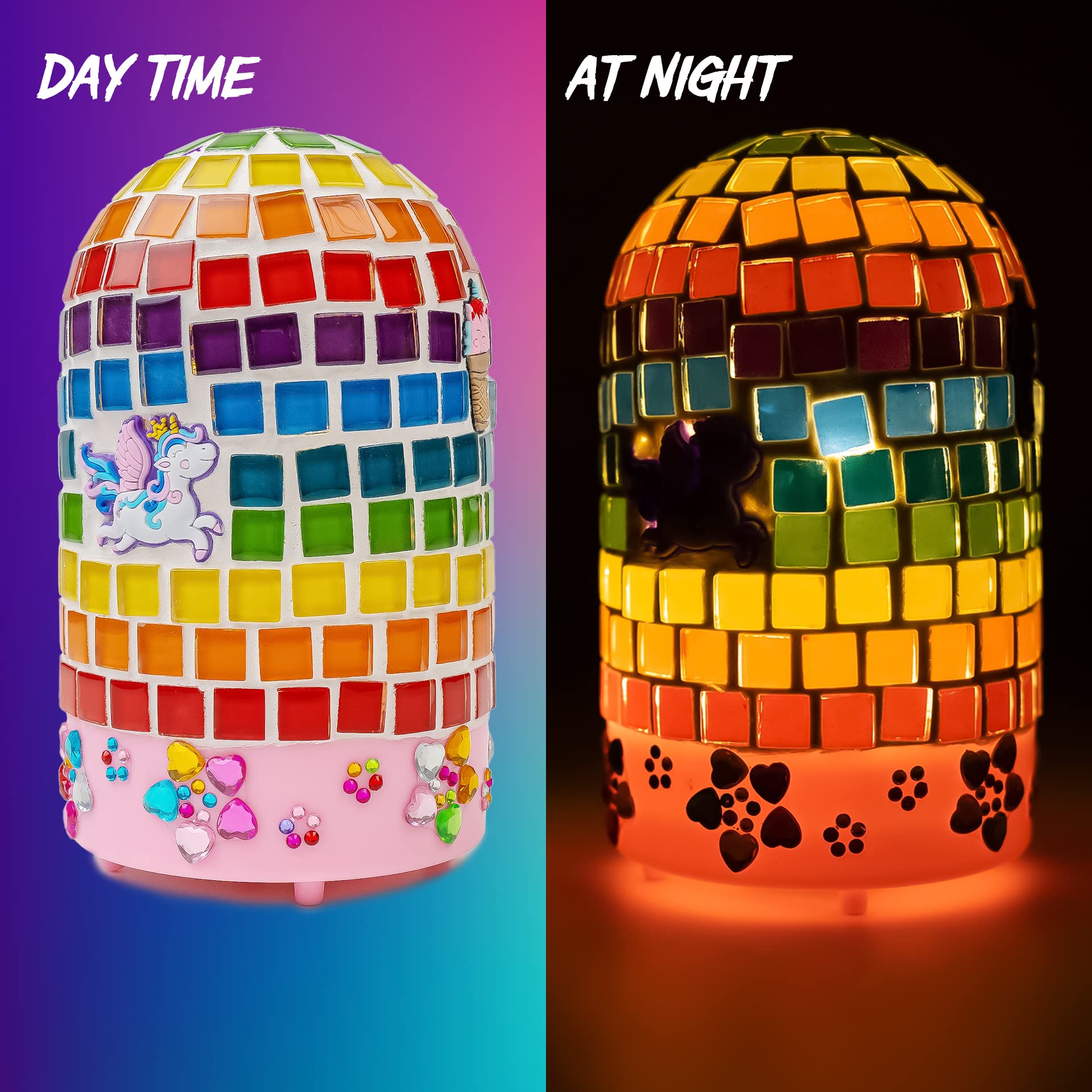 Make Your Own Mosaic Night Light - Craft Kit for Kids, Arts Craft Project Kit for Girls Age 4 to 8 Year Old