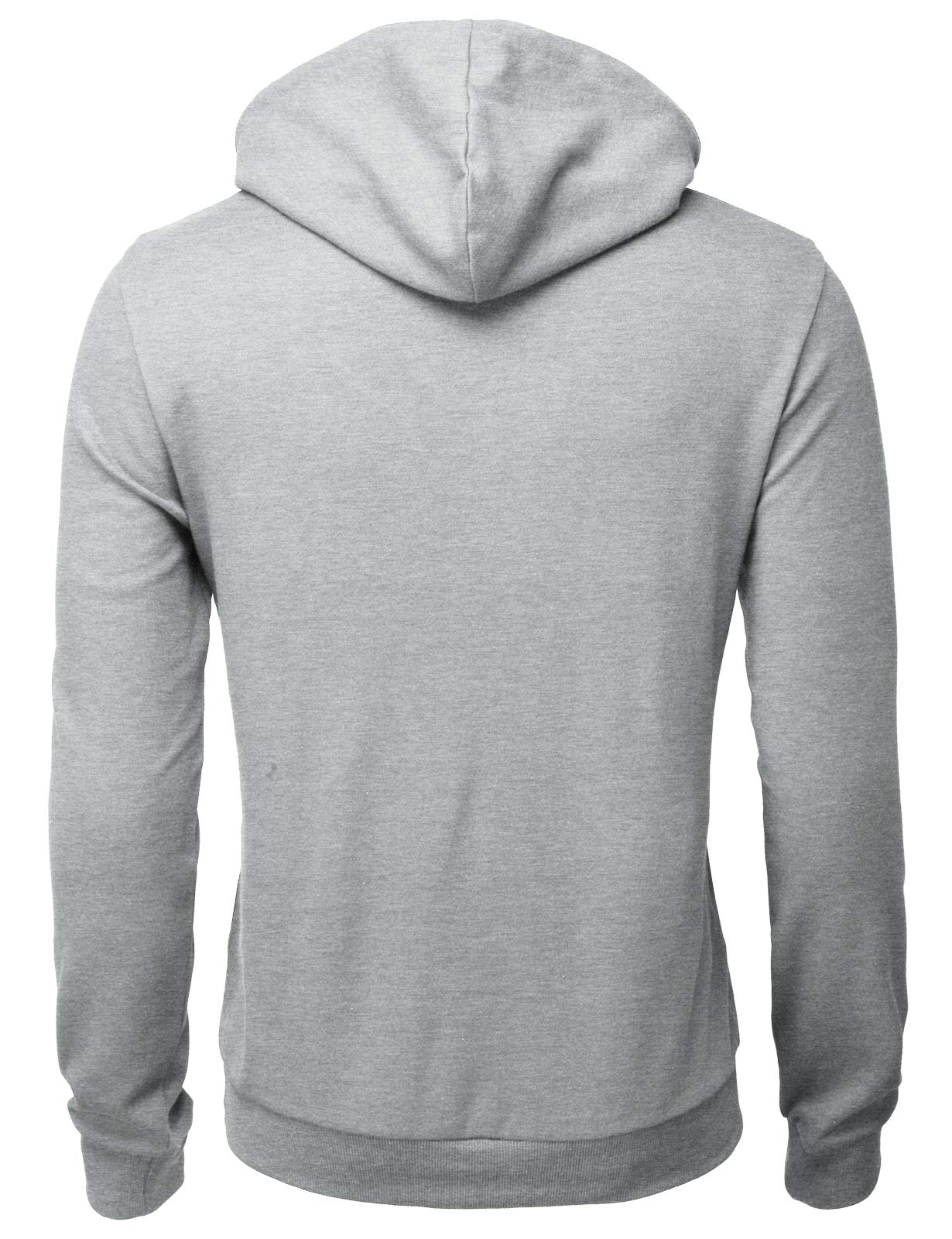 H2H Men's Slim Fit Lightweight Long Sleeve Pullover Basic Hoodie with Pocket and White String GRAY US M/Asia L (CMOHOL050)
