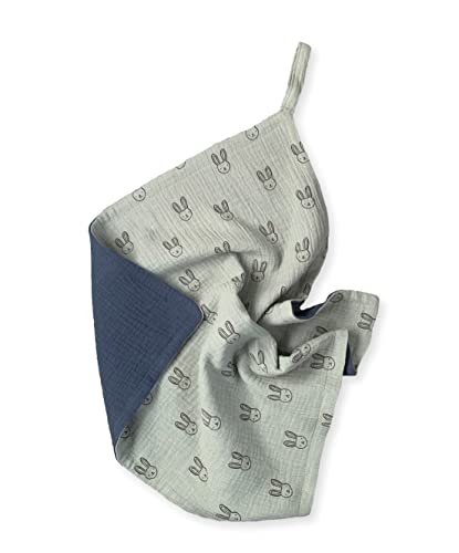 Leyl&Ari Organic Muslin Lovey Security Blanket | Pacifier Holder | Made in USA (Light Blue)