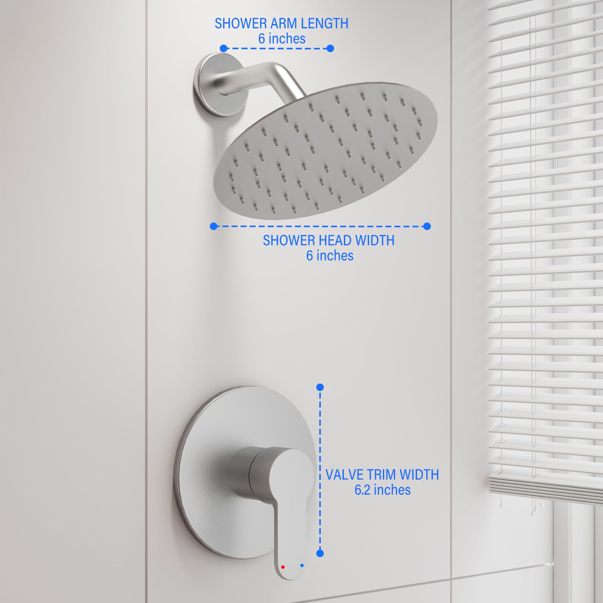 HomGoo Shower Faucet Set with Valve, Shower Faucets Sets Complete(Valve Included) with 6 Inch High-Pressure Rian Shower Head,Brushed Nickel