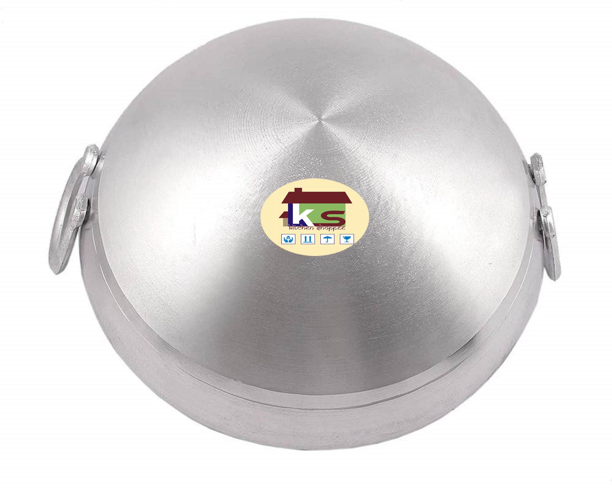 KITCHEN SHOPEE Aluminum Kadha Frying Pan deep Kadai for Cooking Fry Heavy Base with Handle Multipurpose Use (Silver, 33 cm, 13 Inch, Size 5 L)