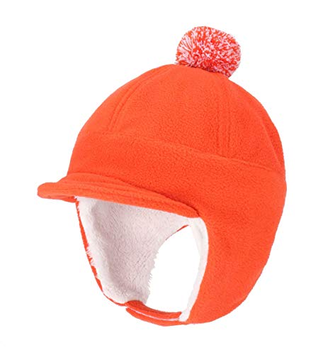 Home Prefer Kids Toddler Earflap Hat with Visor Windproof Cold Weather Snow Ski Hat Fleece Winter Hat Orange M