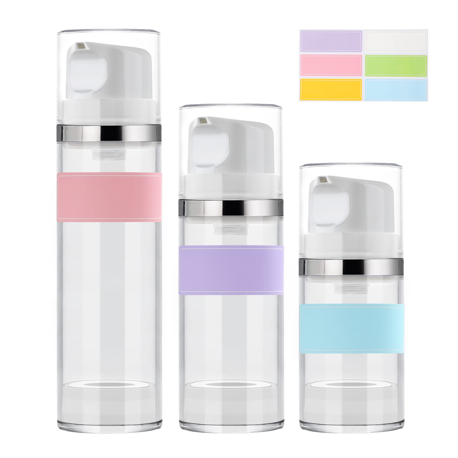 IOOROSE Airless Pump Bottle Refillable Travel Containers 100 ml/3.5 oz (Clear, 2 Pack)