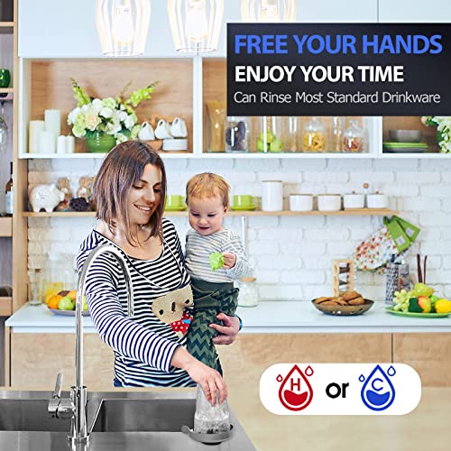 Metal Glass Rinser for Kitchen Sink,Bottle Washer,Faucet Bar Glass Rinser,Kitchen Sink Cup Rinser,Cup Cleaner for Sink,Brush Stainless