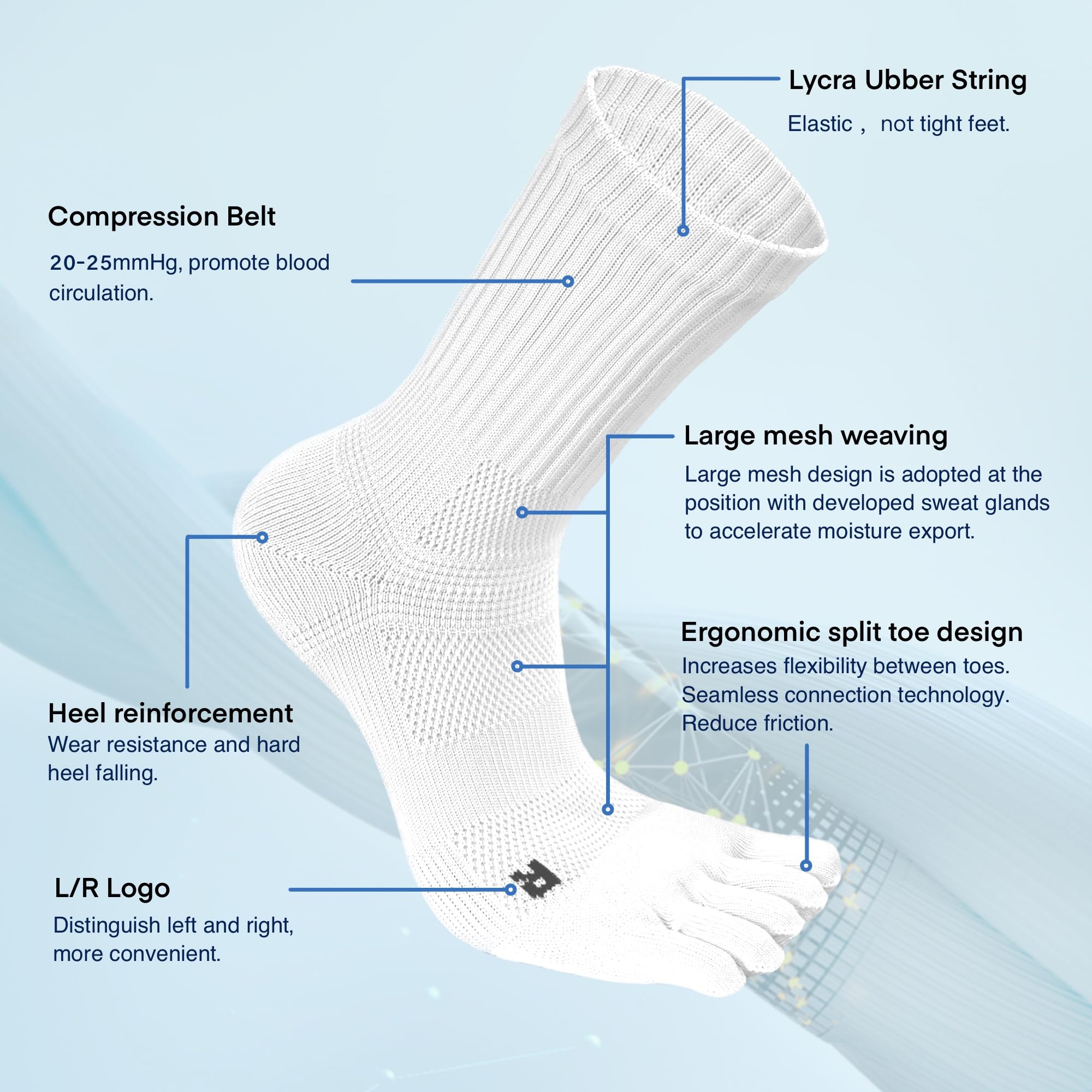 JDQ Toe Socks for Men Women, Running Five Finger Crew Socks, Yoga Socks, Athletic Low Cut Socks, No Show Soft Comfortable Breathable 2 Pairs (Black)-M