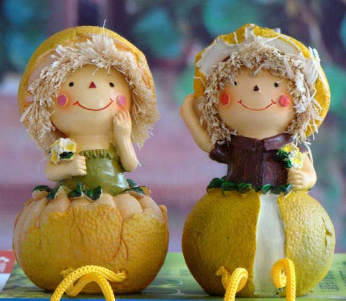 Home Kitchen Decorative Fruits & Vegetables Sitters with Dangling Legs Shelf Sitter Figurine Statue for Shelf, Countertop, Windowsill(Orange)