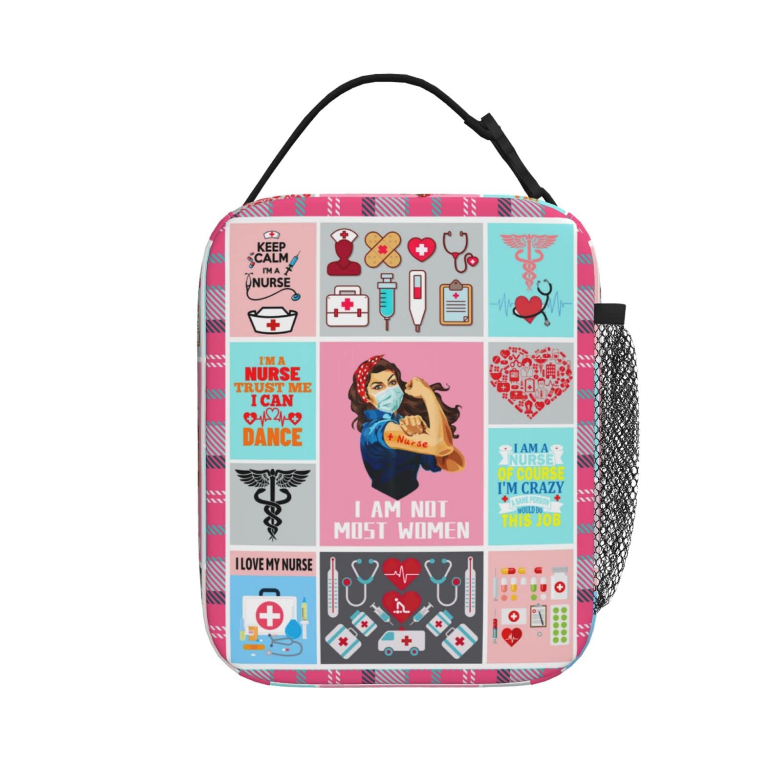 Kaeddi Nurse Lunch Bag Heat Insulated Lunch Box Leakproof Durable Portable Reusable Handbags Large Capacity Thermal Cooler Black One Size