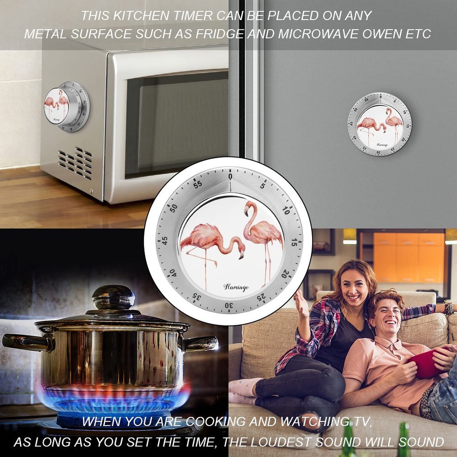 Kitchen Timer Flamingo Timer Magnetic Timer Mechanical Timer for Home Baking Cooking Oven