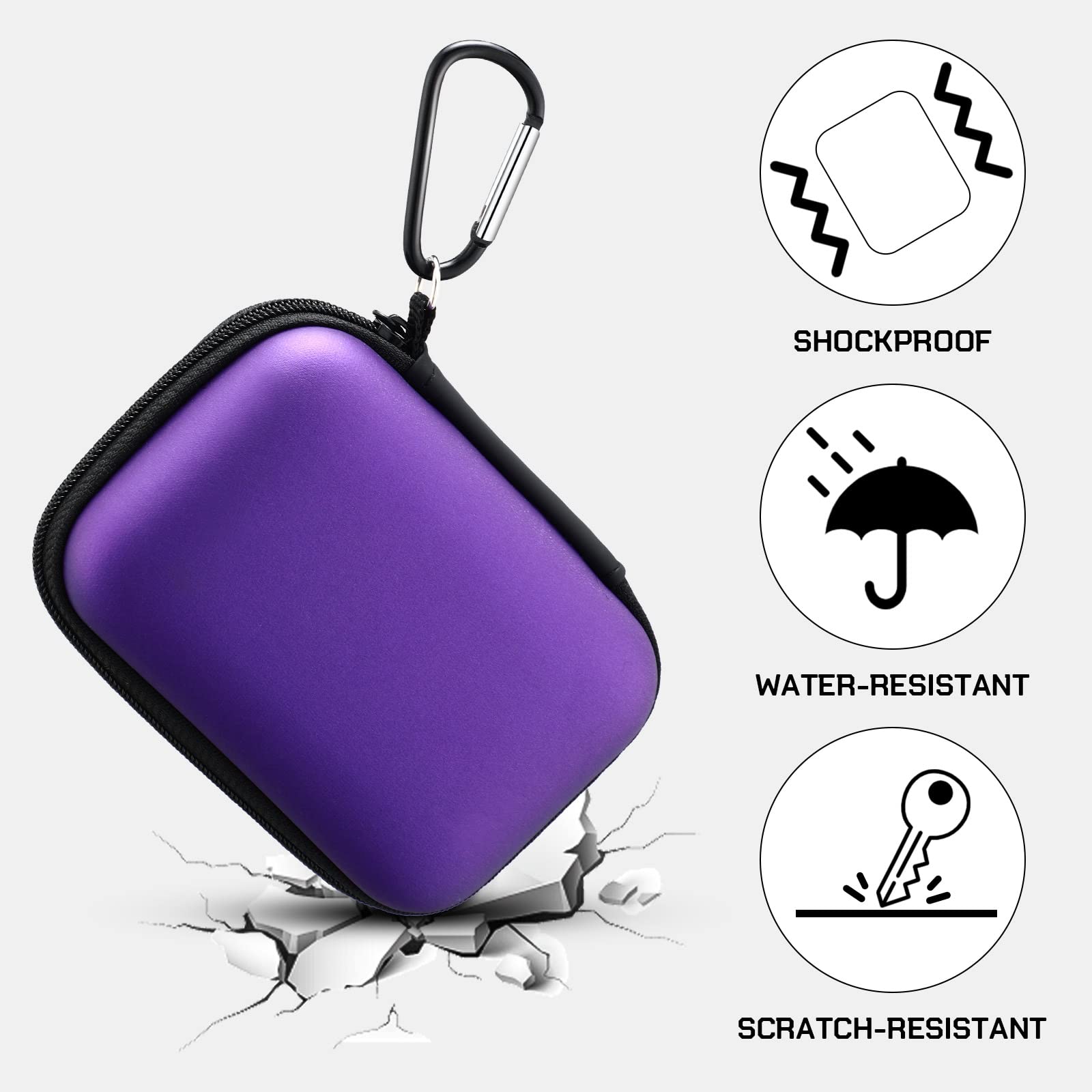 Kigeli 2 Pcs Hard Travel Carrying Case Compatible with Five Crowns Card Games Playing Card Case Deck Card Game Case Protective Storage Bag, Not Including Cards, Black, Purple