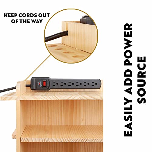 LampLighter Creations Power Tool Organizer & Drill Storage Rack - Cordless Charging Station Tool Organizer - Drill Holder Wall Mount - Easy Assembly 16.75x13x7β (Unfinished Pine)