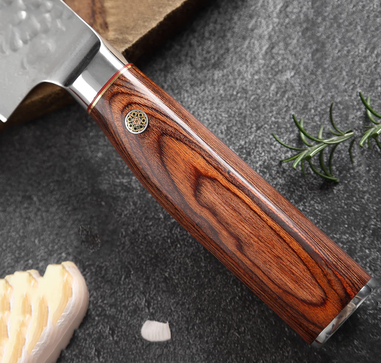 Kimfeng Damascus Chef Knife Handmade 67-Layer Folding Kitchen Knives 8 Inch Professional Chef Knives Japanese VG10 Core Stainless Steel Forging Corrosion Resistance