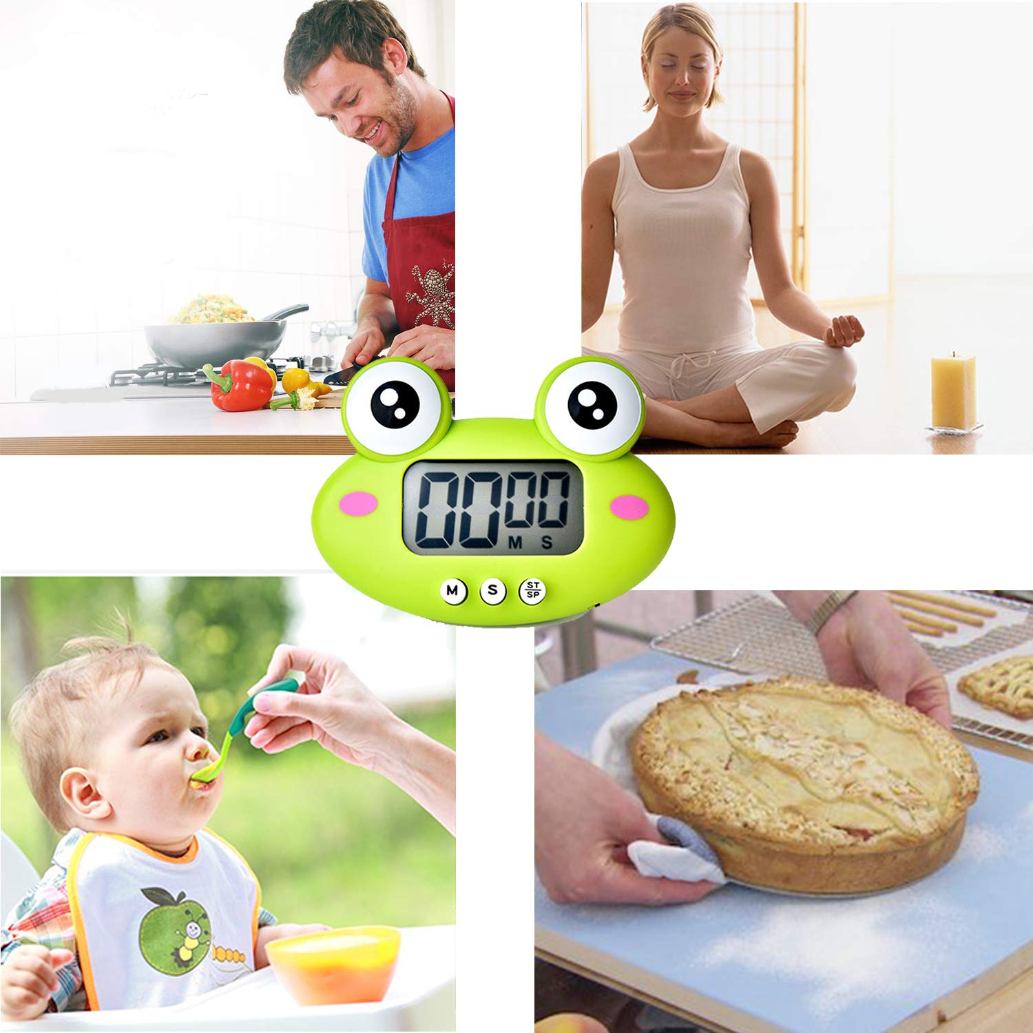 Kitchen Timer, Cute Cartoon Animal Countdown Timer, Digital Cooking Timer with Magnetic, LCD Large-Screen Visual Clock, Hangable Alarm Clock with Stand,for Cooking Bake Sport Game (Timer-QW)