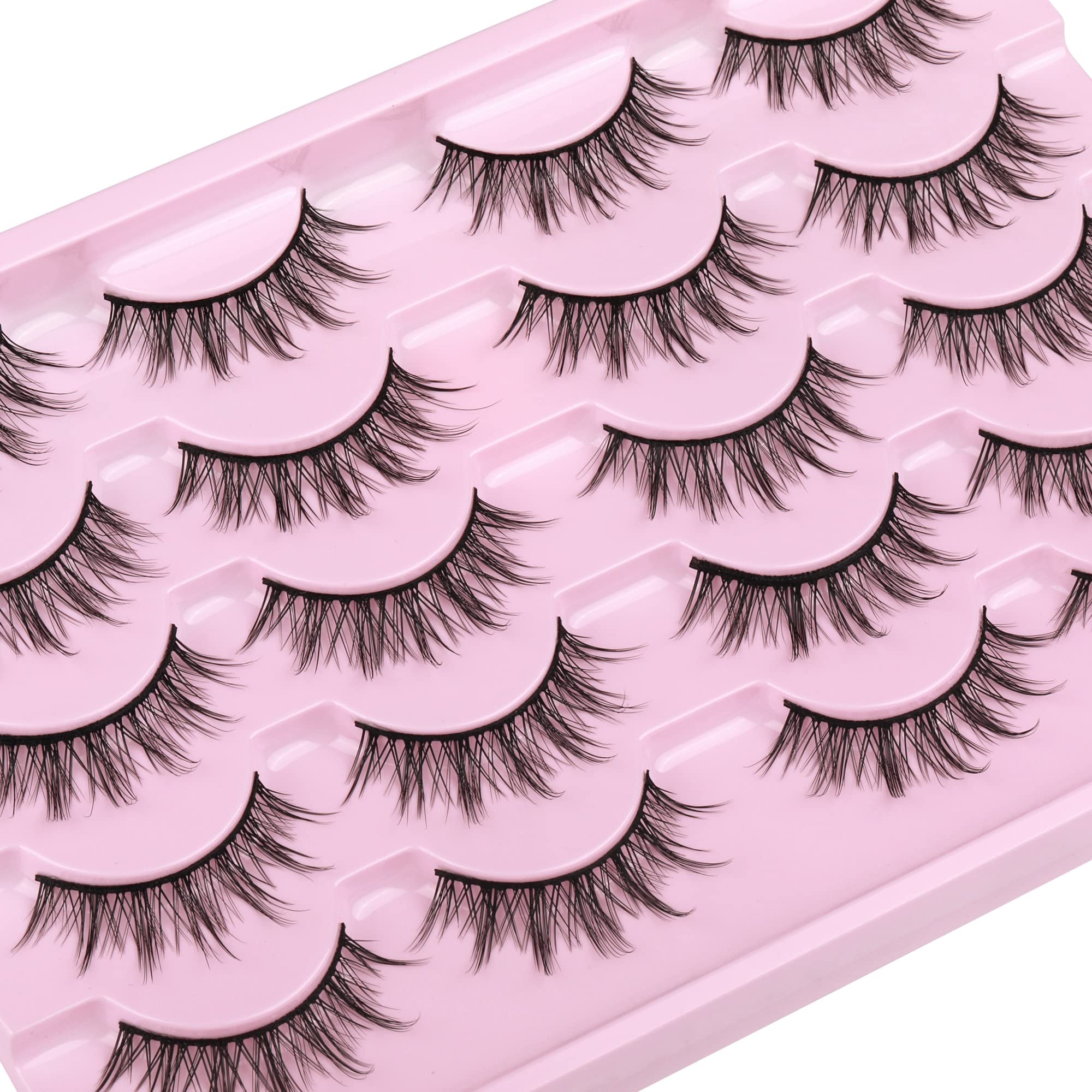 Manga Lashes Clusters Natural Eyelashes Wispy Faux Mink Lashes Fluffy Strip Lashes False Eyelashes Pack That Look Like Cluster Lashes Extensions by Lanflower