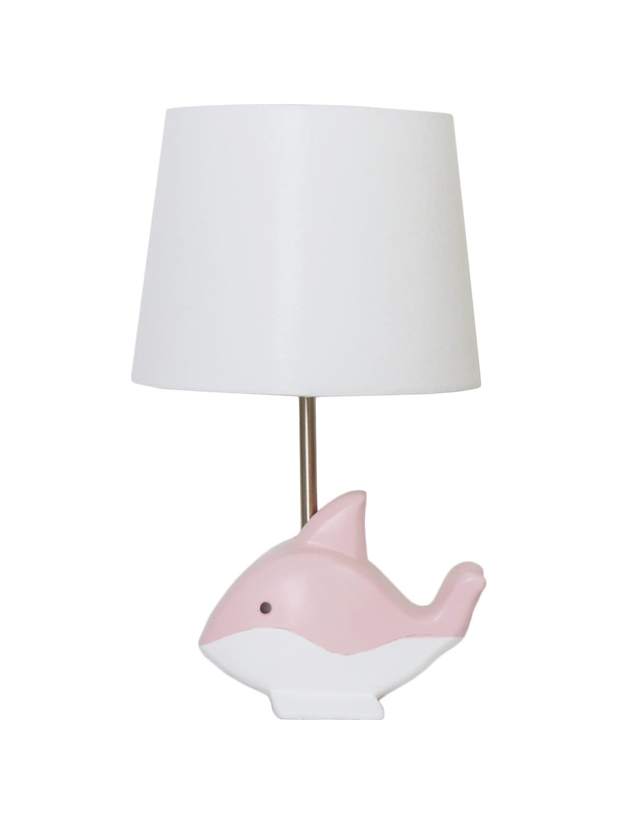 Maxax Desk Lamp, 15'' Pink Dolphin Table Lamp with White Shade for Bedroom, Kindergarten, Preschool